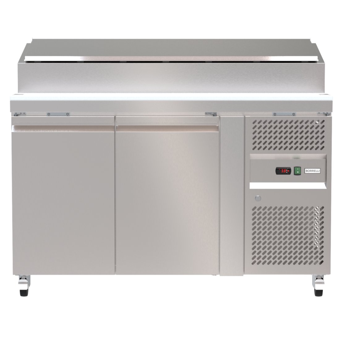 Borrelli Stainless Steel 2 Door Pizza Prep Table Refrigerator 363 LTR