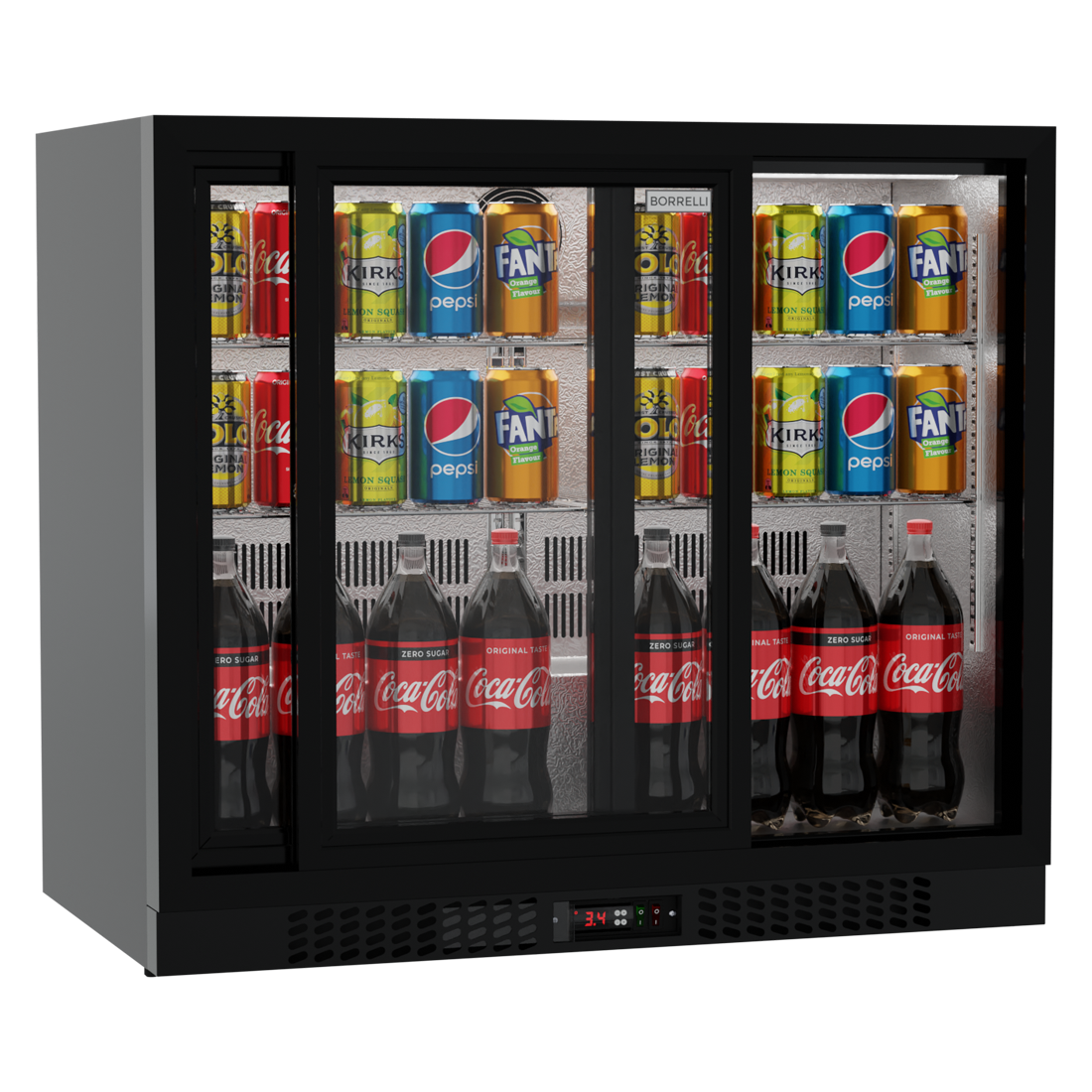 2-Door Commercial Bar Fridge with Sliding Doors - Space-Efficient ...
