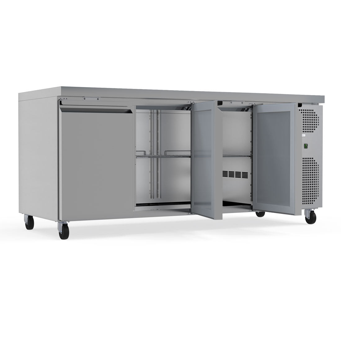Commercial Counter Fridge With 3 Stainless Steel Doors 403L – Borrelli