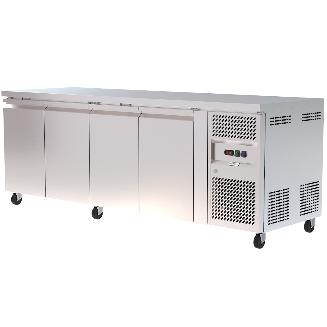 Commercial Counter Fridge With 4 Stainless Steel Doors 545L – Borrelli