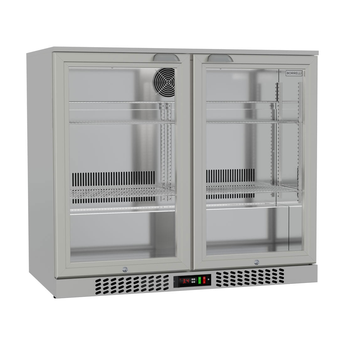 Stainless Steel 210 Litre 2 Door Deluxe Bar Fridge - Mirrored Interior ...