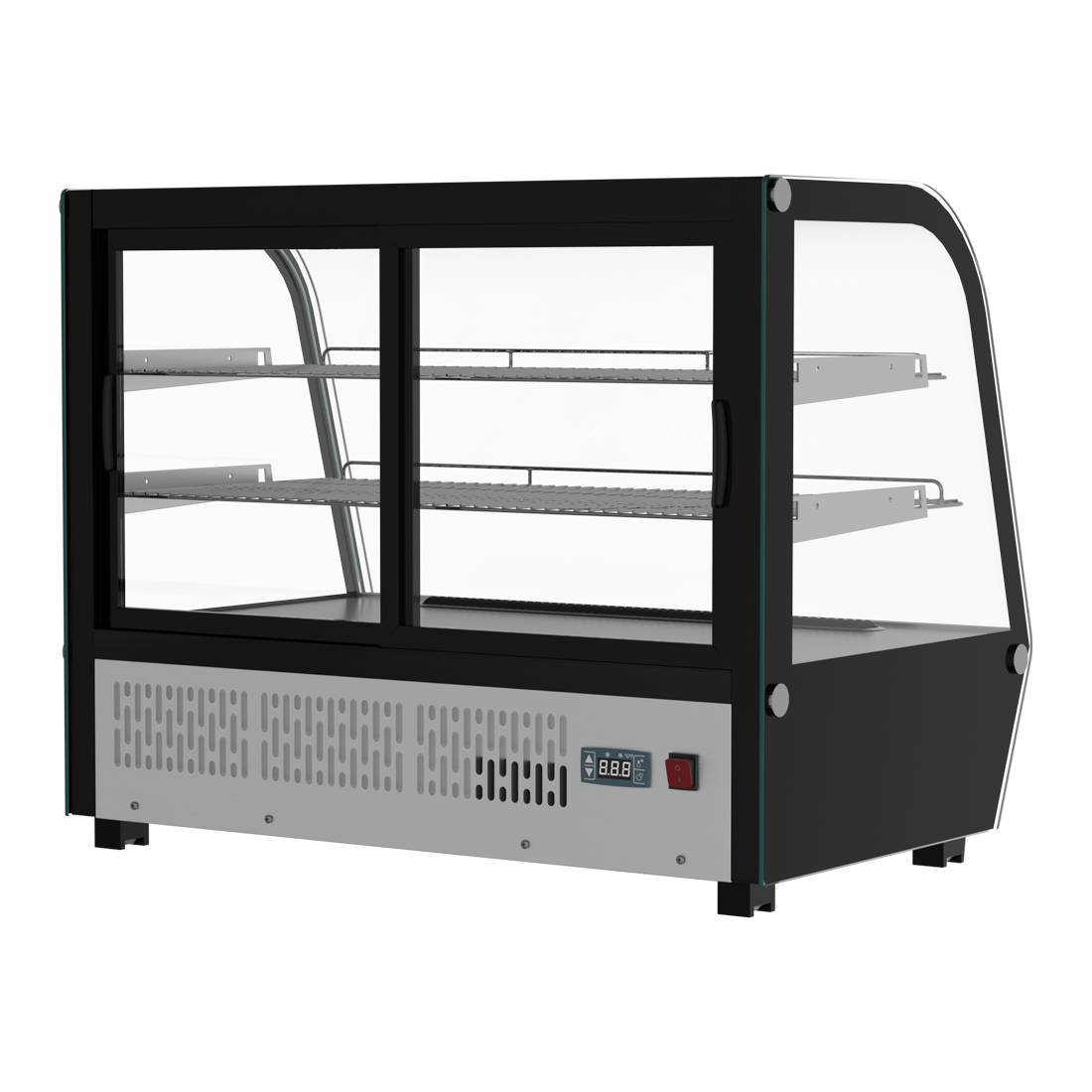120L Counter Top Refrigerated Showcase - Elegant Curved Glass Design ...