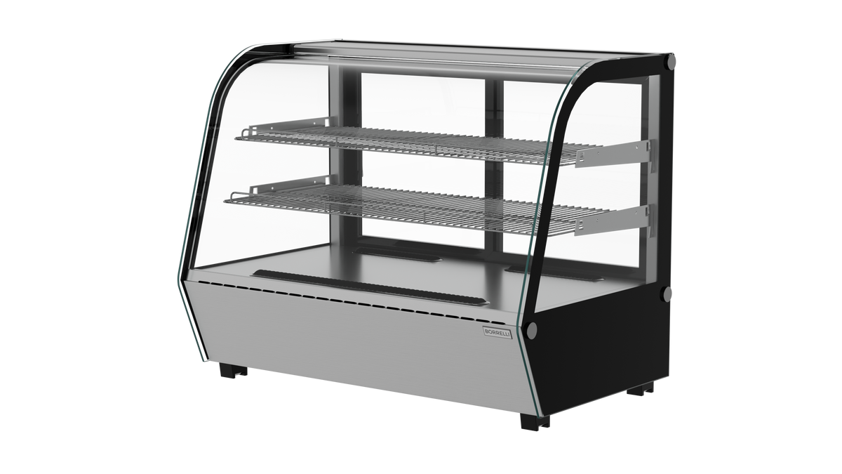 160L Curved Glass Refrigerated Showcase - Ideal for Cafés & Retail ...
