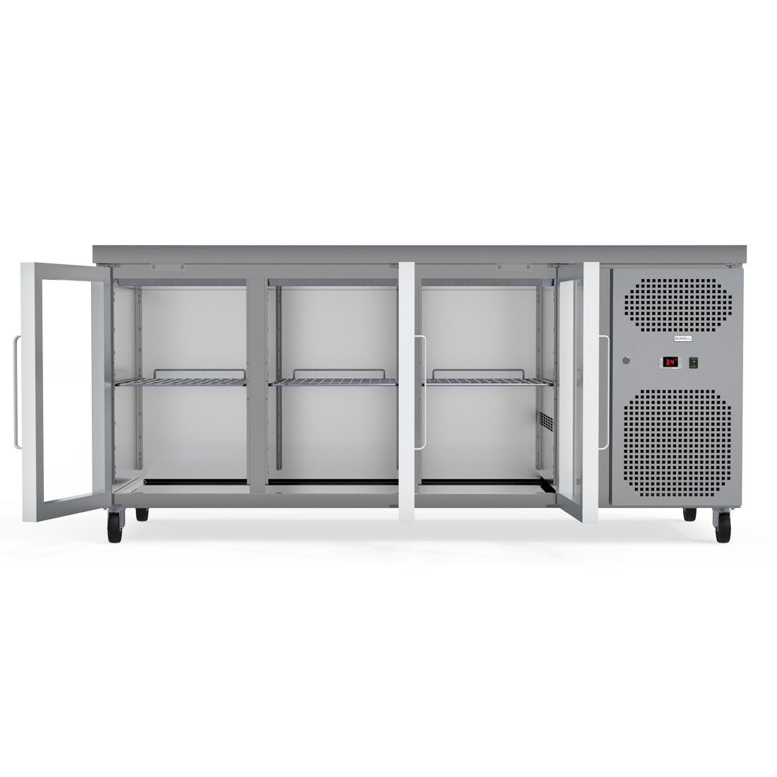 Commercial Counter Fridge With 3 Glass Doors 403L – Borrelli