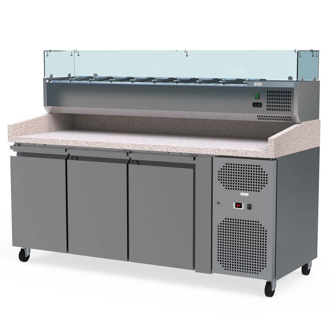 Borrelli Granite Top Pizza Prep Fridge 465L with VRX Servery - PZ3600T