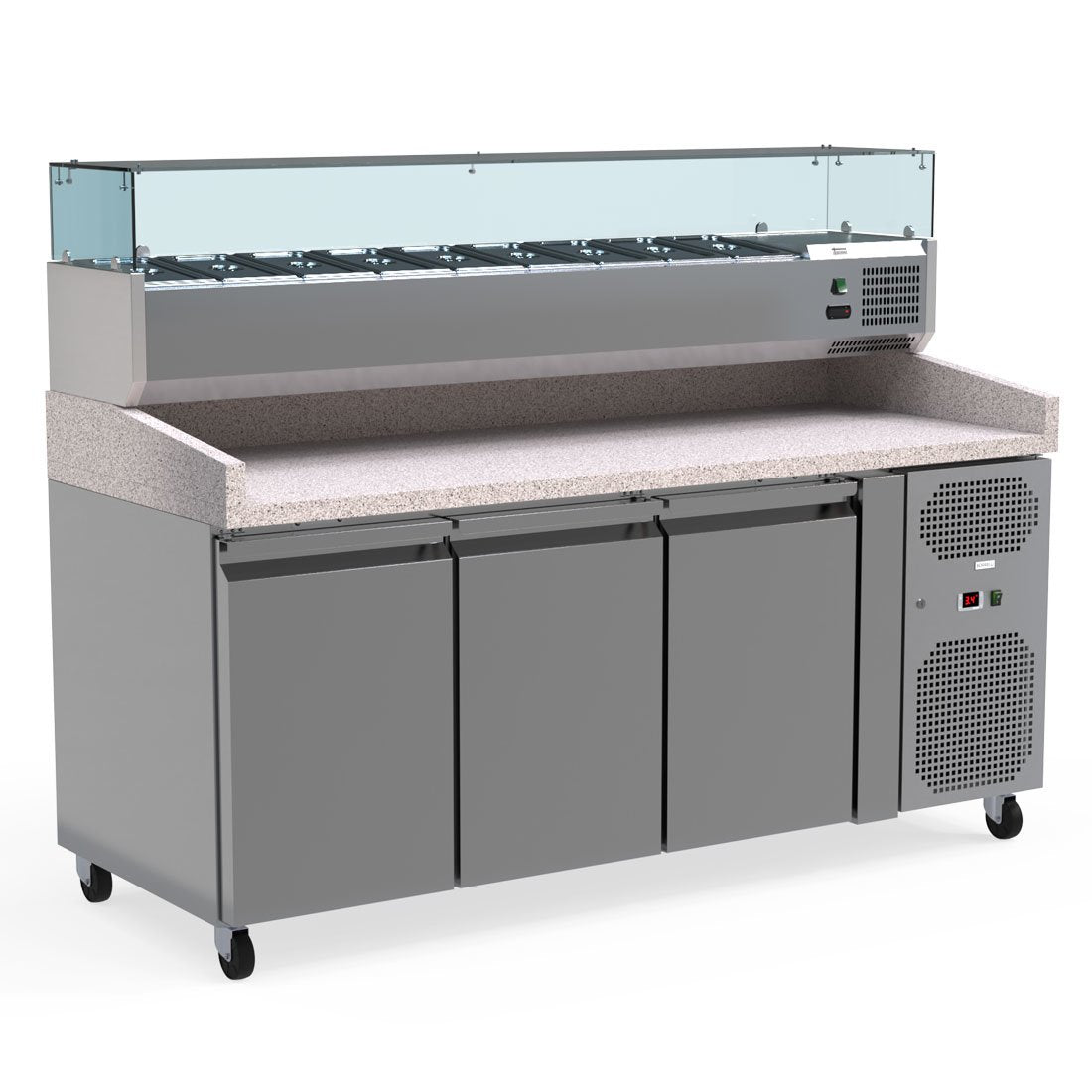 Borrelli Granite Top Pizza Prep Fridge 465L with VRX Servery - PZ3600T