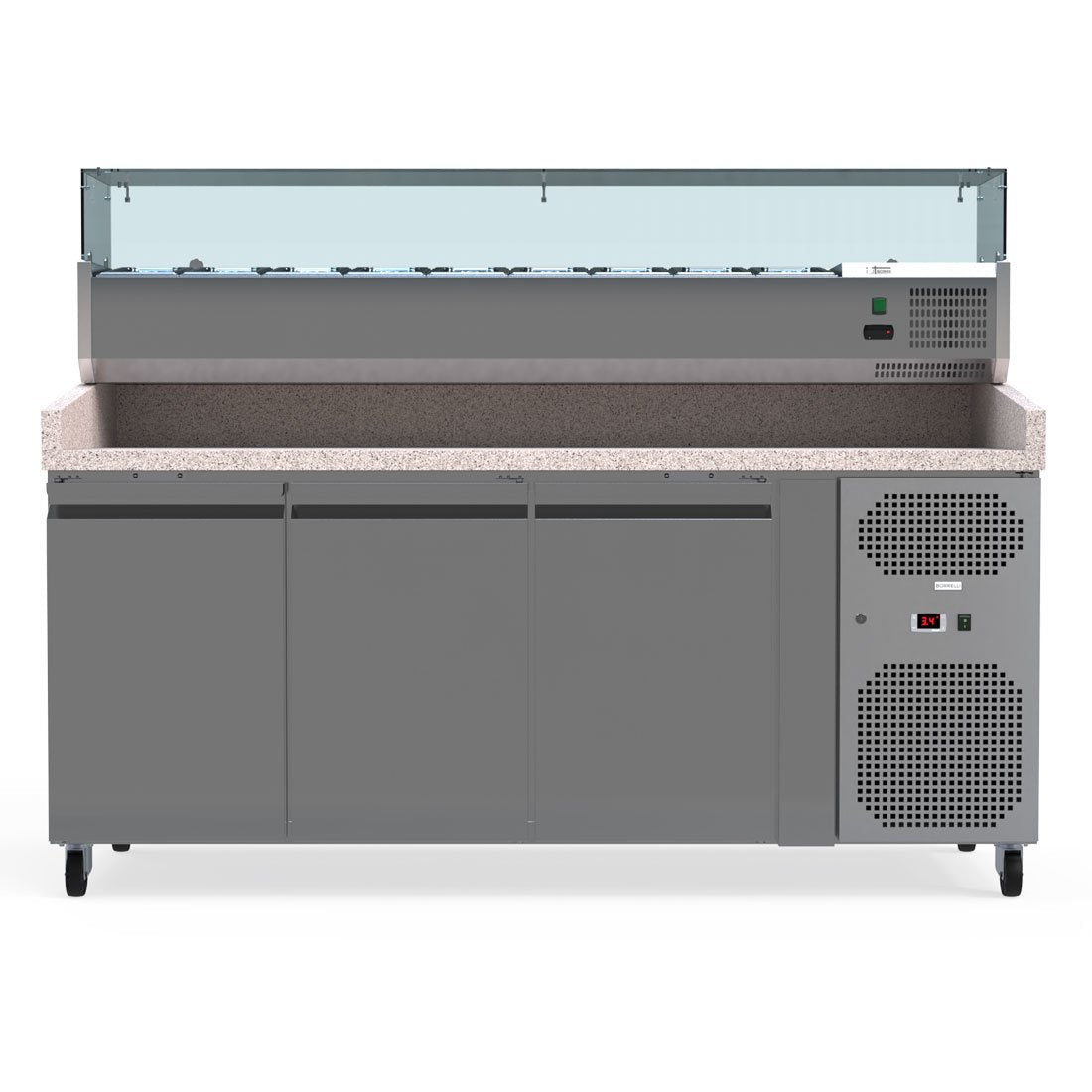 Borrelli Granite Top Pizza Prep Fridge 465L with VRX Servery - PZ3600T