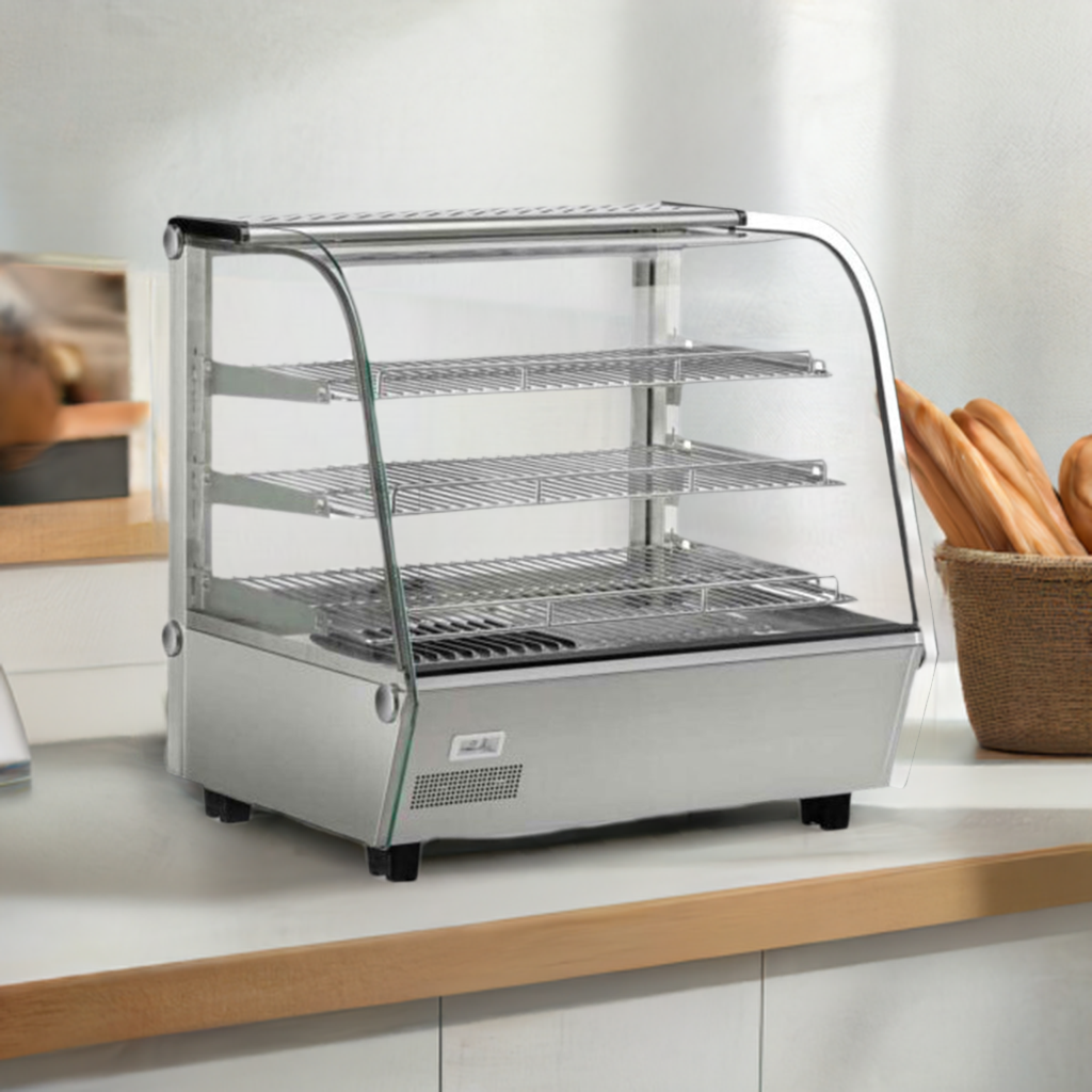 120Ltr Counter Top Heated Food Display Showcase with Curved Glass ...