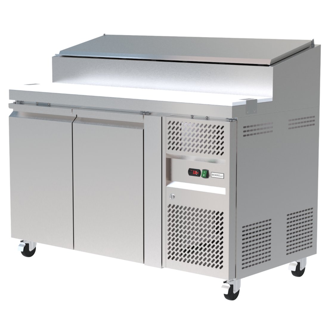 Borrelli Stainless Steel 2 Door Pizza Prep Table Refrigerator 363 LTR
