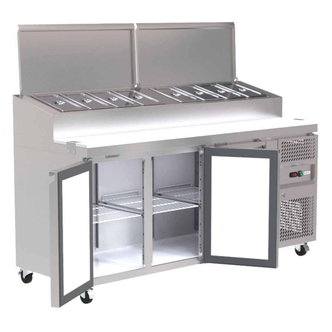Borrelli 3 Door Stainless Steel Commercial Counter Prep Fridge 403L- S