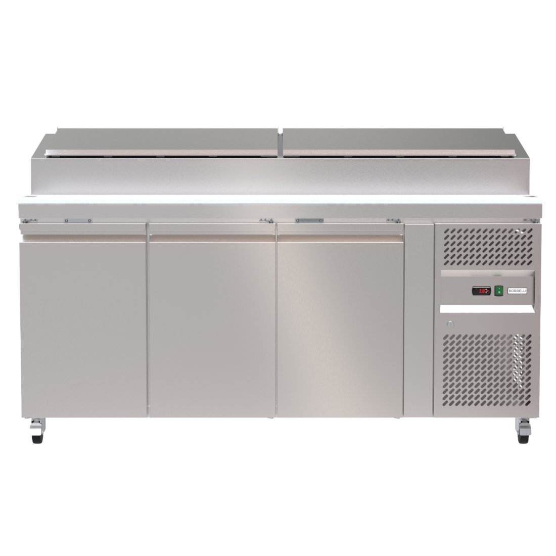 Borrelli 3 Door Stainless Steel Commercial Counter Prep Fridge 403L- S