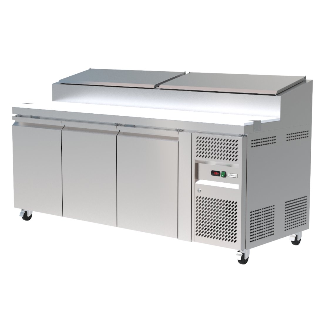 Borrelli Stainless Steel 3 Door Pizza Prep Table Refrigerator 560 LTR
